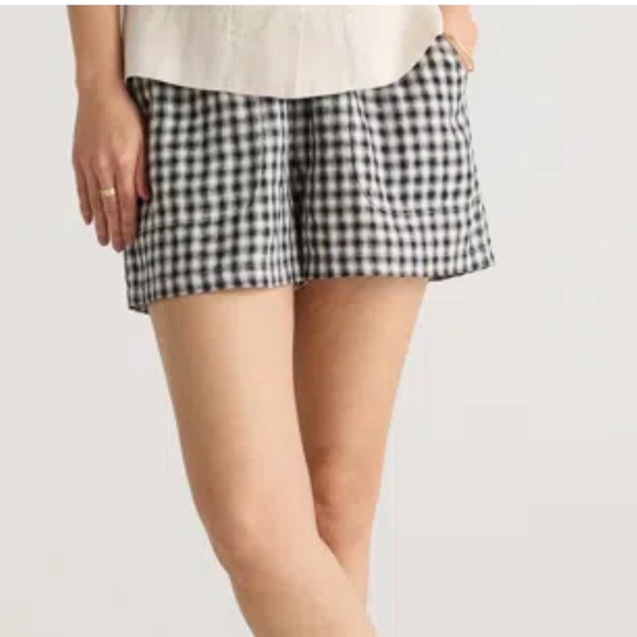 Quince | Shorts | Nwot Quince Xs Black Gingham Cream 0 Linen Shorts ...